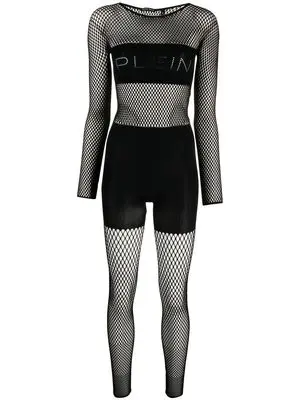 Philipp Plein Mesh-panelled Jumpsuit - Black
