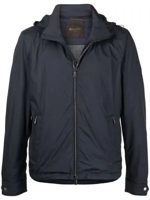 MOORER Hooded Zip-front Jacket - Blue