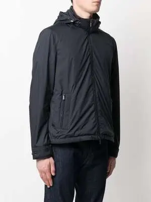 MOORER Hooded Zip-front Jacket - Blue