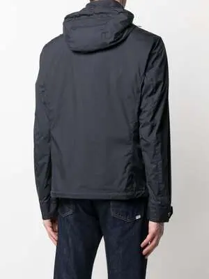 MOORER Hooded Zip-front Jacket - Blue