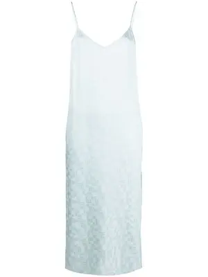 Palm Angels Monogram-print Slip Dress - Blue