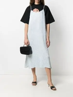 Palm Angels Monogram-print Slip Dress - Blue