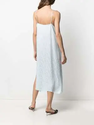 Palm Angels Monogram-print Slip Dress - Blue