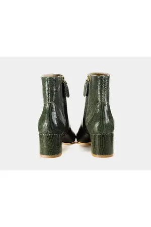 SANTM Monti Embossed Leather Boots - Green