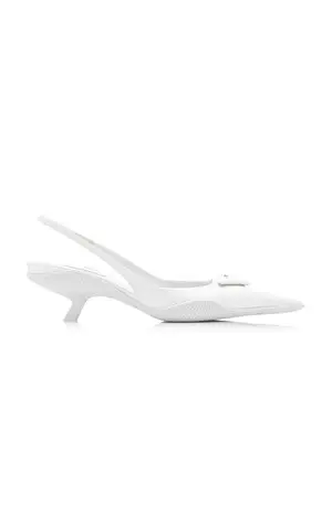 Prada Logo Leather Slingback Pumps - White