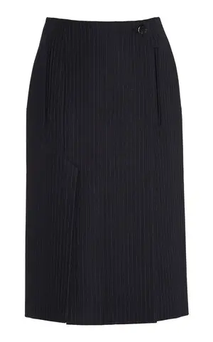 Prada Pinstriped Wool Midi Skirt