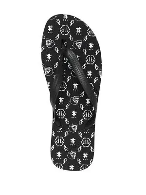Philipp Plein Logo-Print Flip Flops In Black - 79% Off  display picture 1