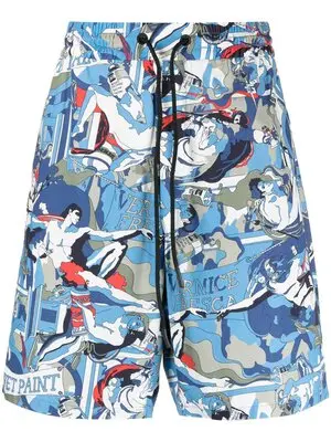 Iceberg Painterly-print Deck Shorts