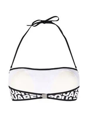 Dsquared2 Reversible Bikini Top With All-over Logo Print