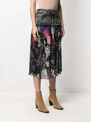 DIESEL® Denim-panel Pleated Skirt