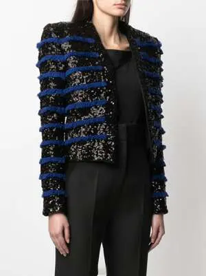 Balmain Sequin Embellished Fringed Jacket
