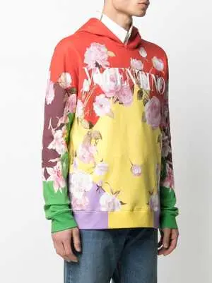Valentino Garavani Rose-print Hoodie - Yellow