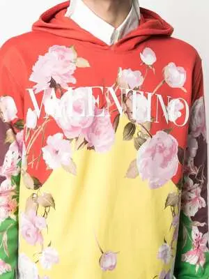 Valentino Garavani Rose-print Hoodie - Yellow