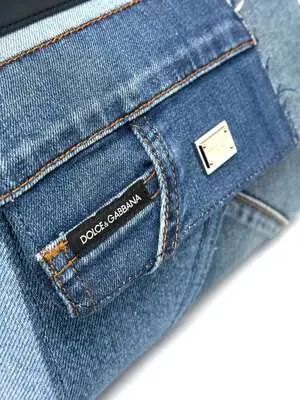 Dolce & Gabbana Small Sicily Patchwork Denim Tote Bag - Blue