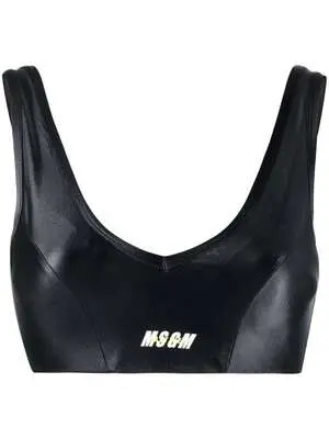 MSGM Logo-print Crop Top - Black