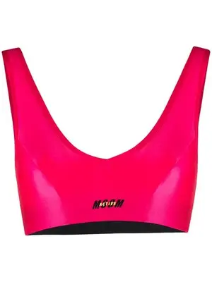 MSGM Logo-print Crop Top - Pink