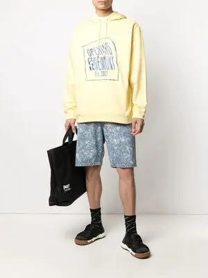 Opening Ceremony Warped Logo-print Cotton Hoodie - Yellow