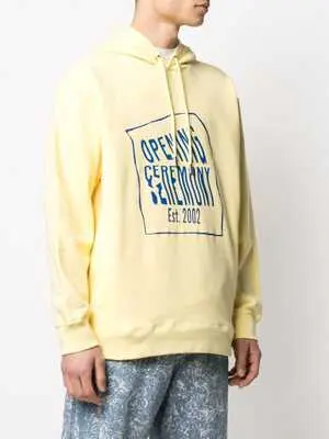 Opening Ceremony Warped Logo-print Cotton Hoodie - Yellow