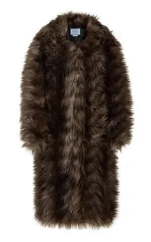 Prada Faux Fur Coat - Brown