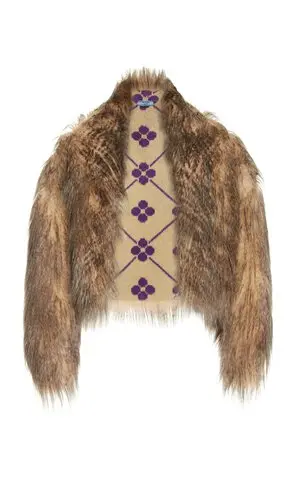 Prada Faux-fur Stole - Brown