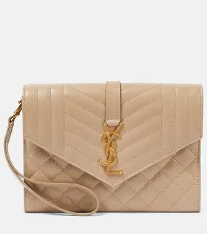 Saint Laurent Matelassé Envelope Clutch - Beige