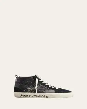 GOLDEN GOOSE Mid Star Glitter Wing-tip Sneakers