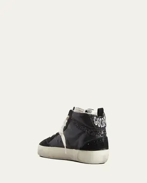 GOLDEN GOOSE Mid Star Glitter Wing-tip Sneakers