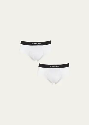 TOM FORD 2-pack Solid Jersey Logo-waist Briefs 100 White