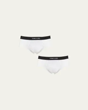 TOM FORD 2-pack Solid Jersey Logo-waist Briefs - White
