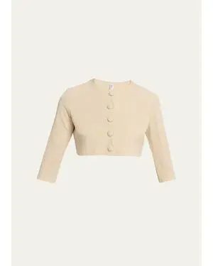 Lisa Marie Fernandez Seersucker Cropped Cardigan - Natural