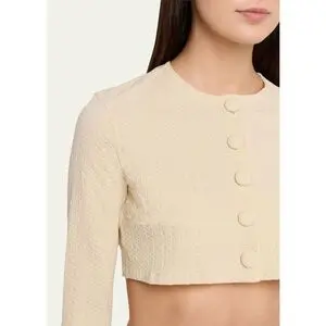 Lisa Marie Fernandez Seersucker Cropped Cardigan - Natural