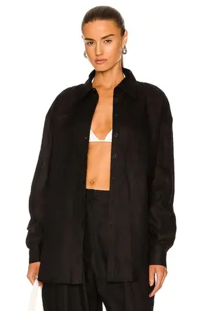 AEXAE Linen Woven Shirt - Black