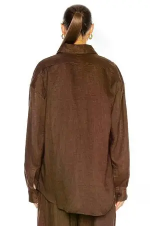 AEXAE Linen Woven Shirt - Brown