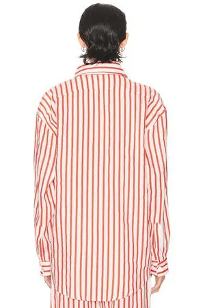 AEXAE Linen Woven Shirt - Stripe Red
