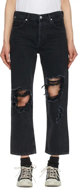 Citizens Of Humanity Citizens Of Humanity Black Emery Crop Relaxed Straight Jeans - Complete Price