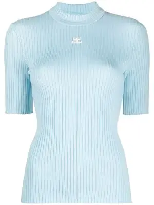 COURREGES Logo-embroidered Ribbed Sweater