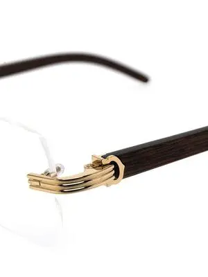 CARTIER C De Rectangle-frame Glasses - Brown