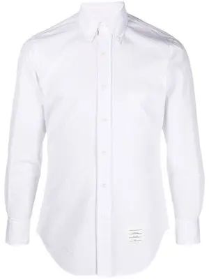 Thom Browne Button-down Rwb Detail Shirt - White