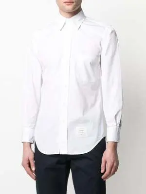 Thom Browne Button-down Rwb Detail Shirt - White