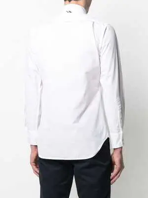 Thom Browne Button-down Rwb Detail Shirt - White