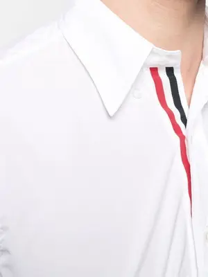 Thom Browne Button-down Rwb Detail Shirt - White