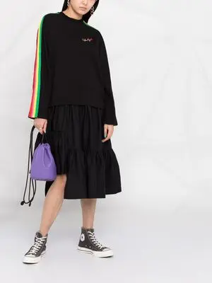 Palm Angels Asymmetric Long-sleeve Dress