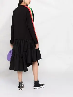 Palm Angels Asymmetric Long-sleeve Dress