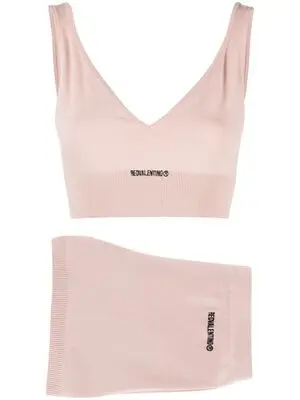 Red Valentino Knitted Crop Top And Shorts Set