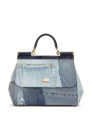 Dolce & Gabbana Large Sicily Patchwork Denim Tote Bag - Blue