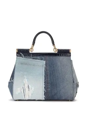 Dolce & Gabbana Large Sicily Patchwork Denim Tote Bag - Blue
