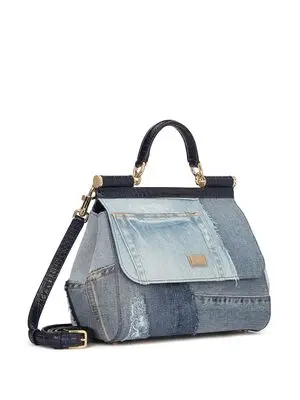 Dolce & Gabbana Large Sicily Patchwork Denim Tote Bag - Blue