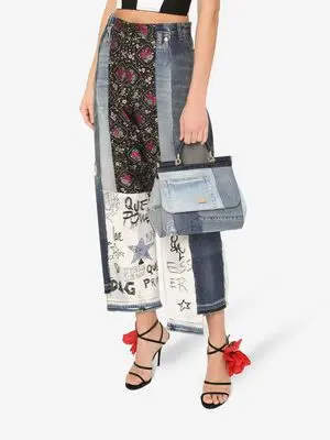 Dolce & Gabbana Large Sicily Patchwork Denim Tote Bag - Blue