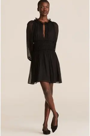 rebecca taylor long sleeve silk chiffon dress Rebecca Taylor Vera Fleur Smocked Chiffon Dress  finn + willow