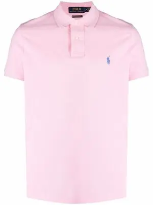 Polo Ralph Lauren Embroidered-logo Short-sleeved Polo Shirt - Pink